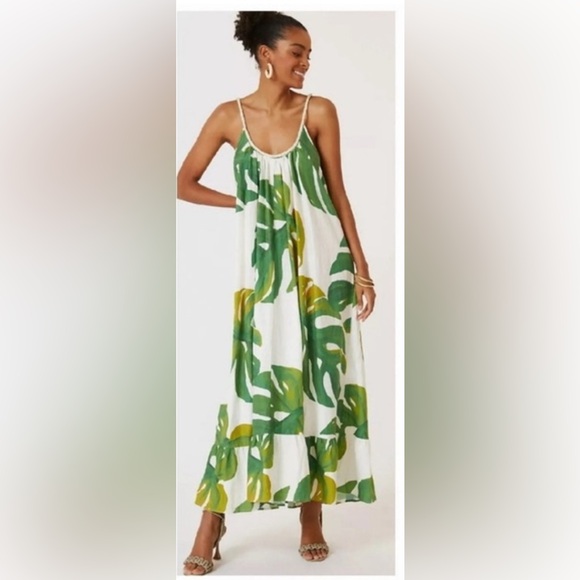 FARM Rio | Dresses | Farm Rio White Monstera Maxi Dress | Poshmark
